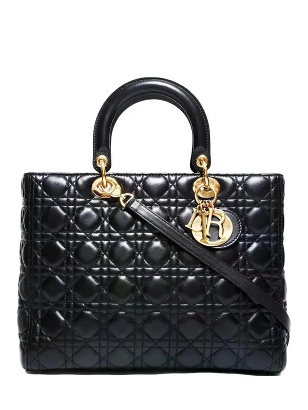 Dior Pre-owned 2014 Large Lady Quilted Tote Bag - Black