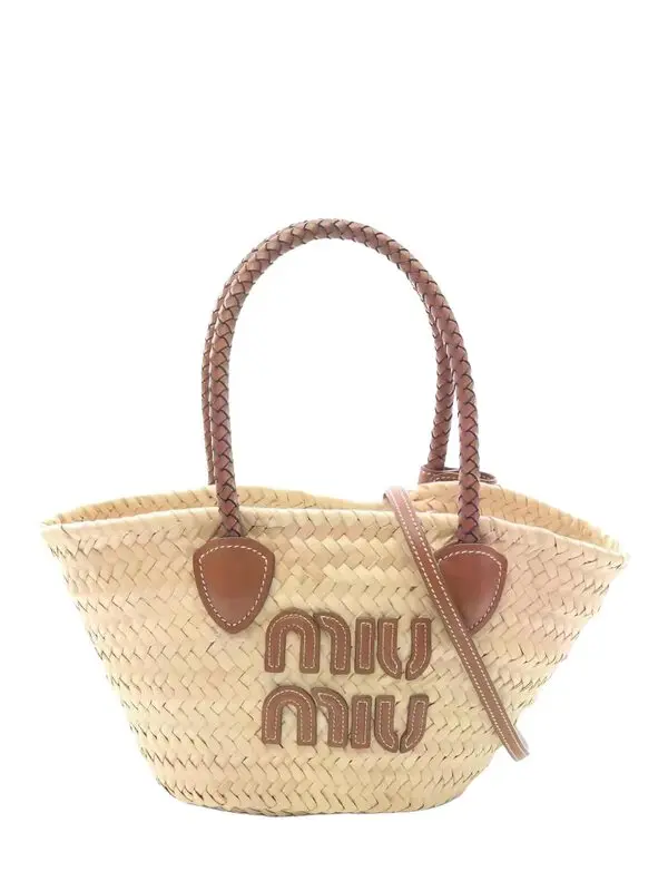 Miu Miu Braided-handle Tote Bag - Neutrals