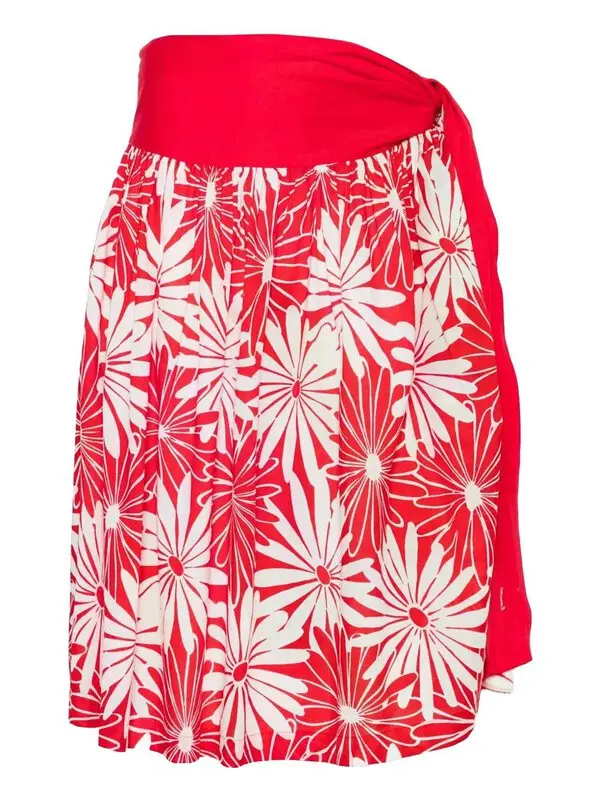 Saint Laurent 1970s Floral-print Midi Skirt - Red