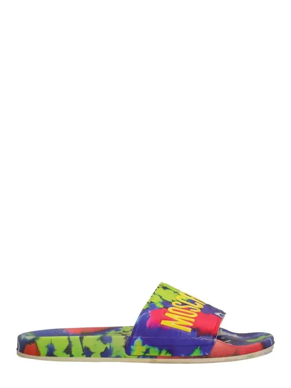 Moschino Logo-strap Tie-dye Slides - Blue