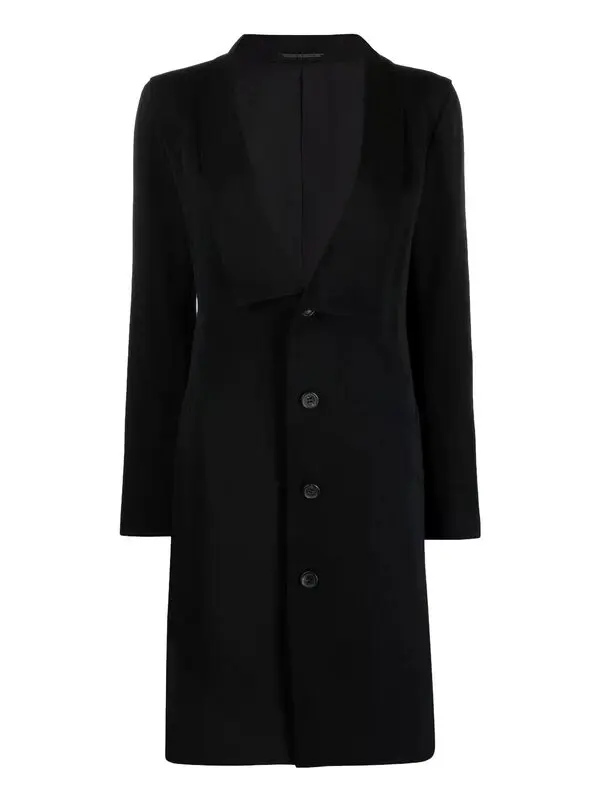 Yohji Yamamoto 2000s Single-breasted Wool Coat - Black