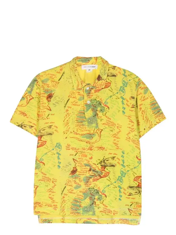 Comme Des Garçons 2000s Scribble-print Polo Shirt - Yellow