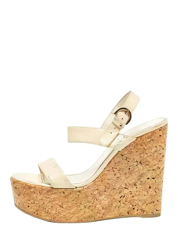 SERGIO ROSSI 130mm Leather Wedge Sandals - Neutrals
