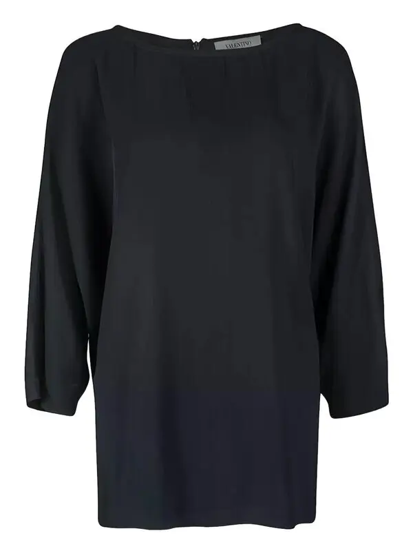 Valentino Garavani 2023 Quarter-sleeves Rounded-neckline Top - Black