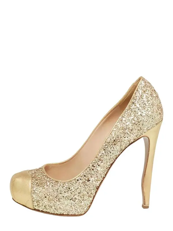 NICHOLAS KIRKWOOD Glitter-embellished Leather Pumps - Gold