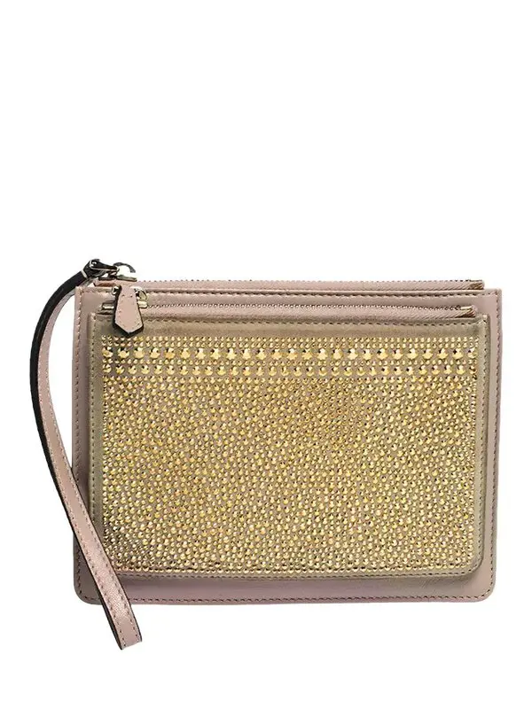 Valentino Garavani Stud-embellished Leather Clutch - Gold