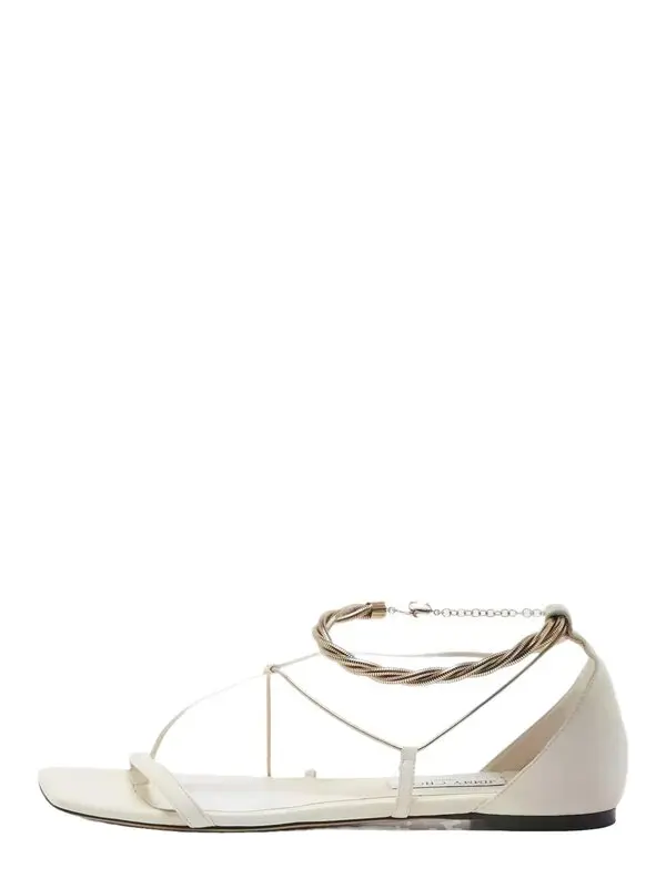 JIMMY CHOO Leather Chained Sandals - White