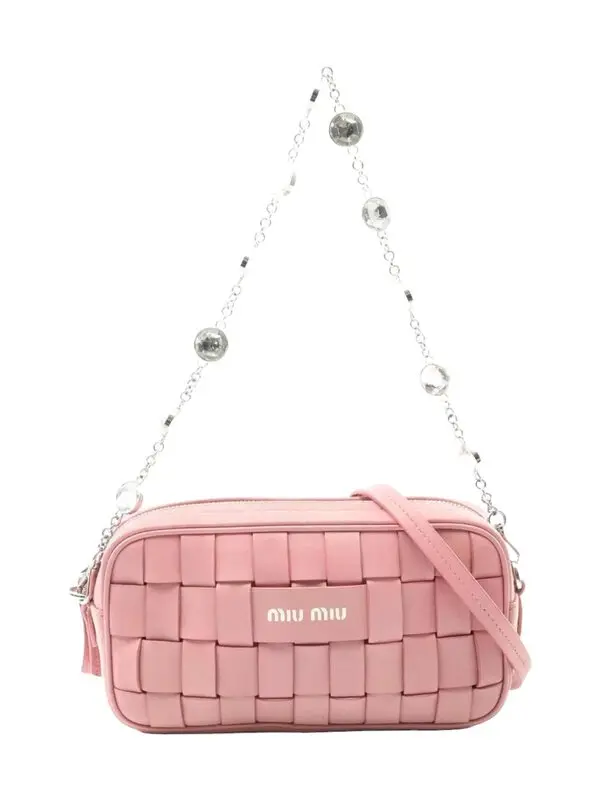 Miu Miu 2010s Crystal-embellished Shoulder Bag - Pink