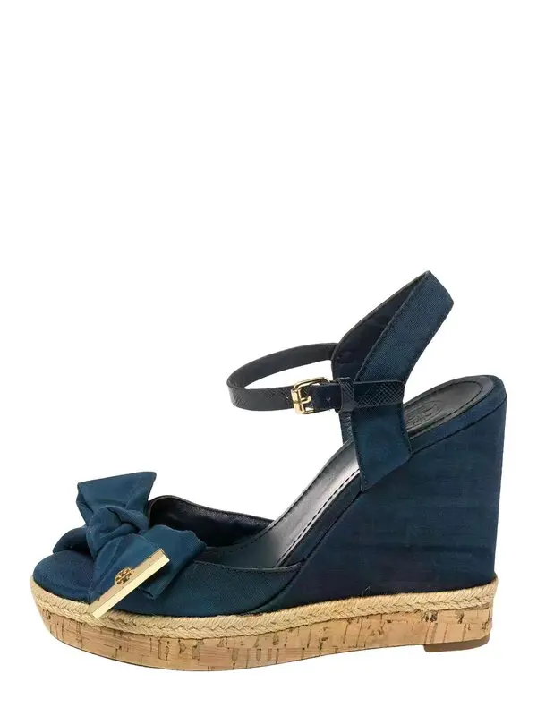 Tory Burch 115mm Bow-detail Wedge Sandals - Blue