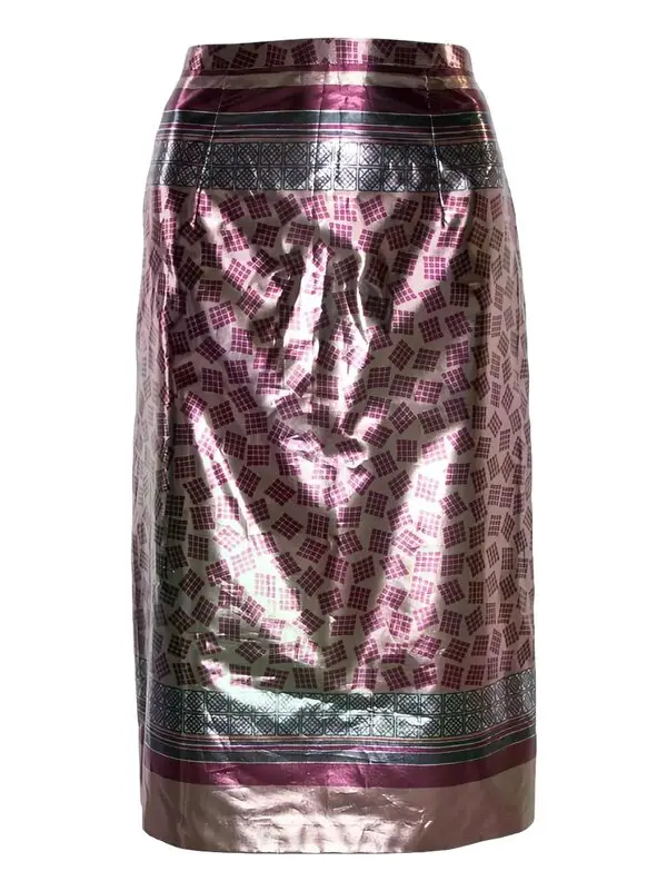 Burberry Metallic-finish Pencil Skirt - Pink