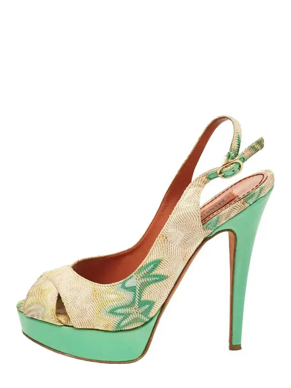 Missoni 135mm Platform Slingback Sandals - Green