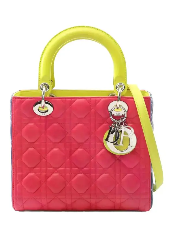 Dior Lady Cannage Color-block Handbag - Pink