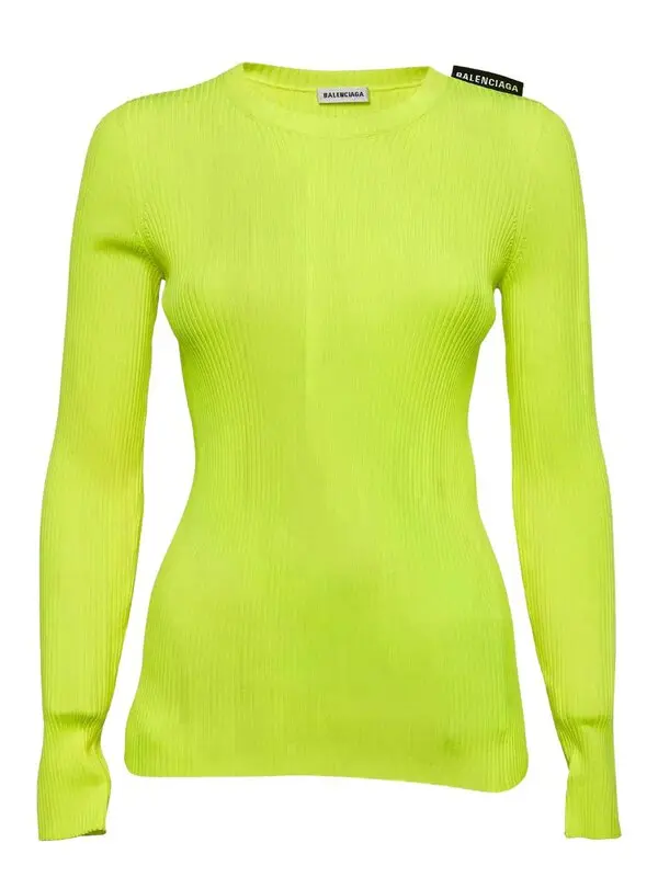 Balenciaga Ribbed Long-sleeved Sweater - Green