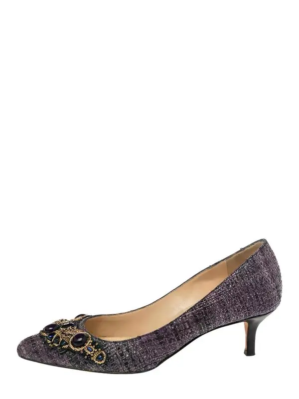 Oscar De La Renta 50mm Raffia Embellished Pumps - Purple