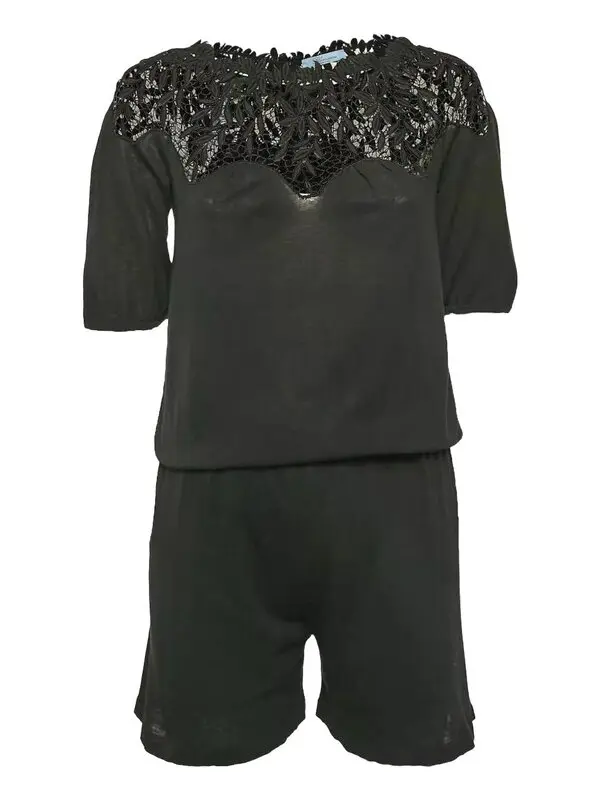 Blumarine Lace-panel Playsuit - Black