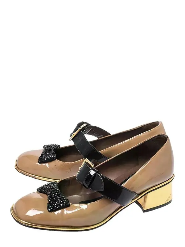 Marni 40mm Bow-detail Patent-leather Pumps - Brown