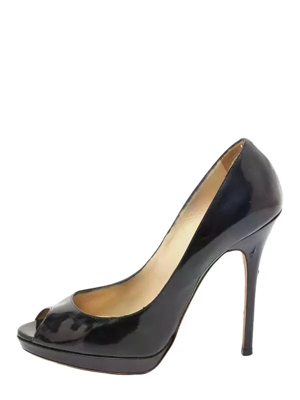 JIMMY CHOO Patent Leather Peep-toe Pumps - Black