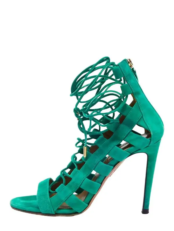 AQUAZZURA 115mm Lace-up Cage Sandals - Green