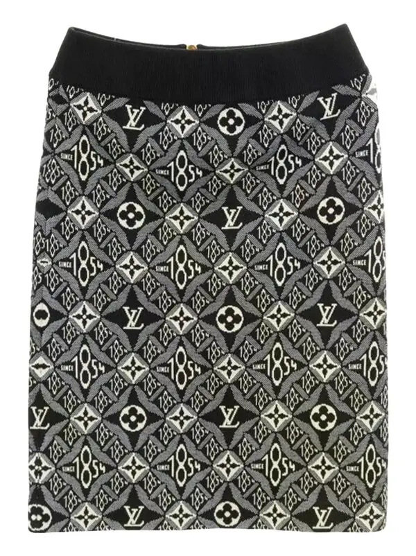 LOUIS VUITTON 2010s Monogram Jacquard Mini Skirt - Black