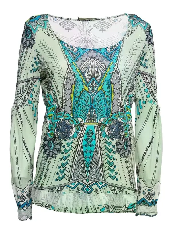 Roberto Cavalli Floral-print Top - Blue