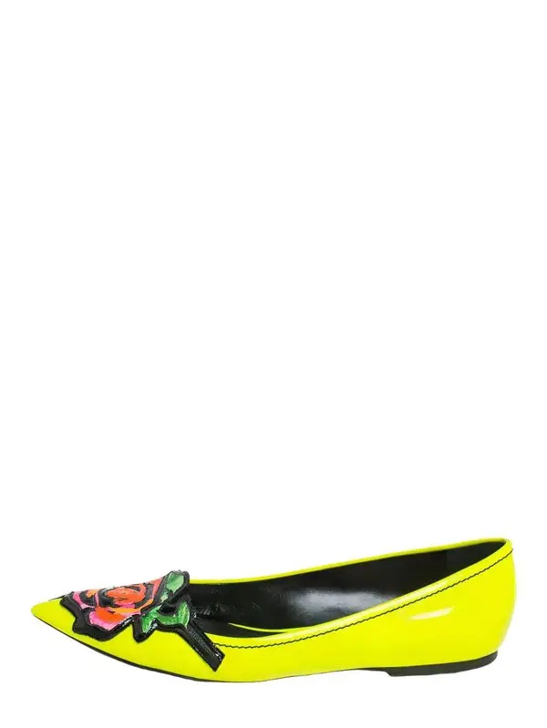 LOUIS VUITTON Floral-appliqué Ballet Flats - Yellow