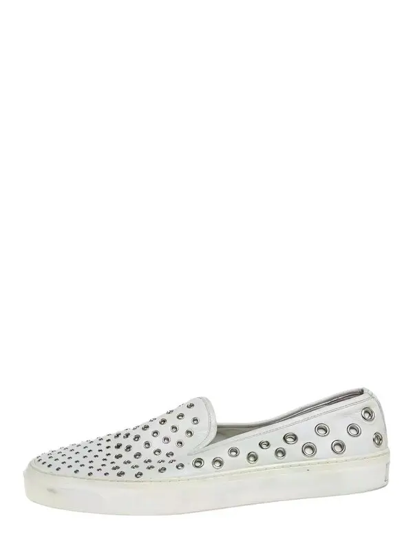 Gucci Eyelet-embellished Leather Slip-on Sneakers - White