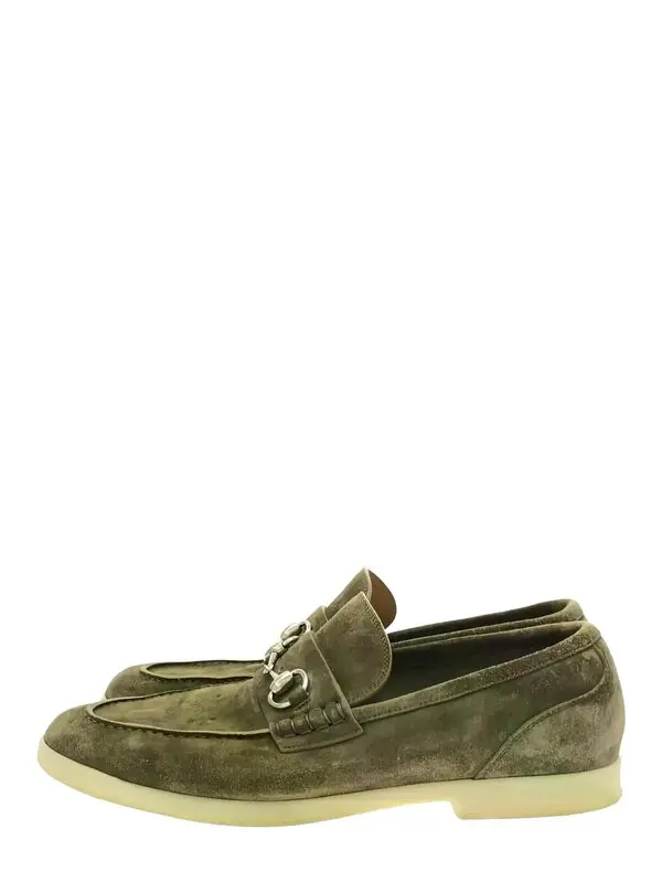 Gucci Horsebit-detail Suede Loafers - Green