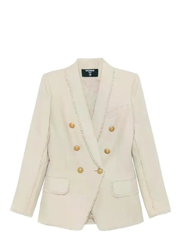 Balmain Frayed-edge Blazer - Neutrals
