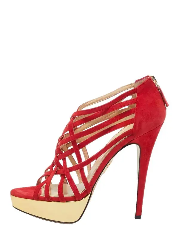 CHARLOTTE OLYMPIA Strappy Platform Stiletto Heels - Red