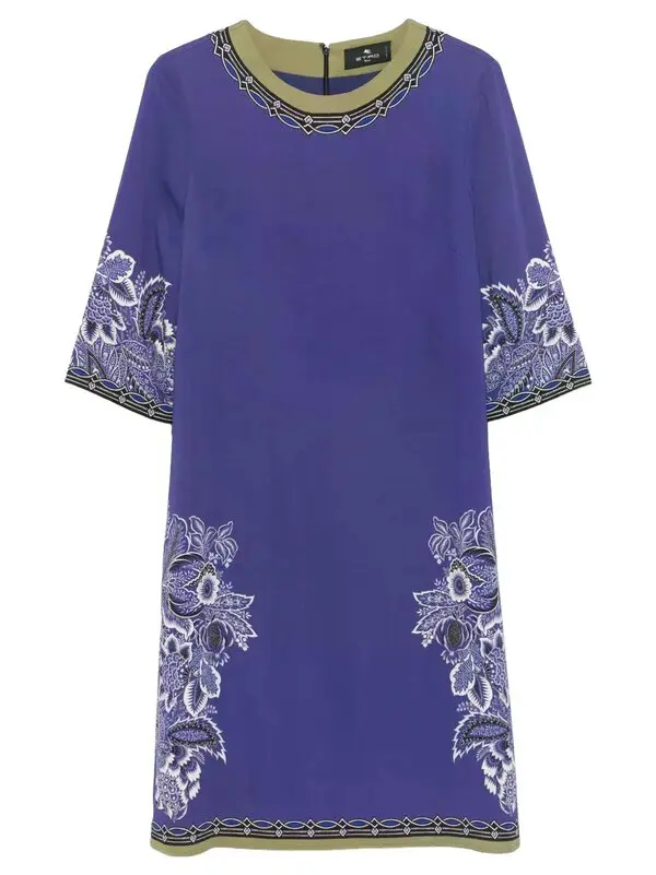 Etro Floral-print Shift Midi Dress - Blue