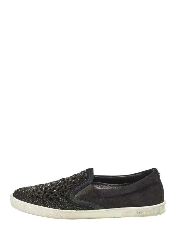 JIMMY CHOO Crystal-embellished Slip-on Sneakers - Black