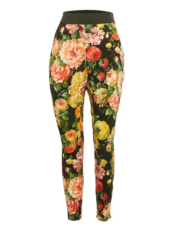 Dolce & Gabbana Floral-print Trousers - Black