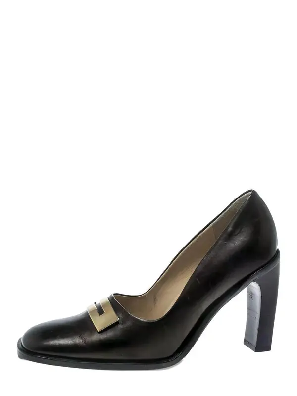 Gucci 95mm Leather Square Toe Pumps - Black