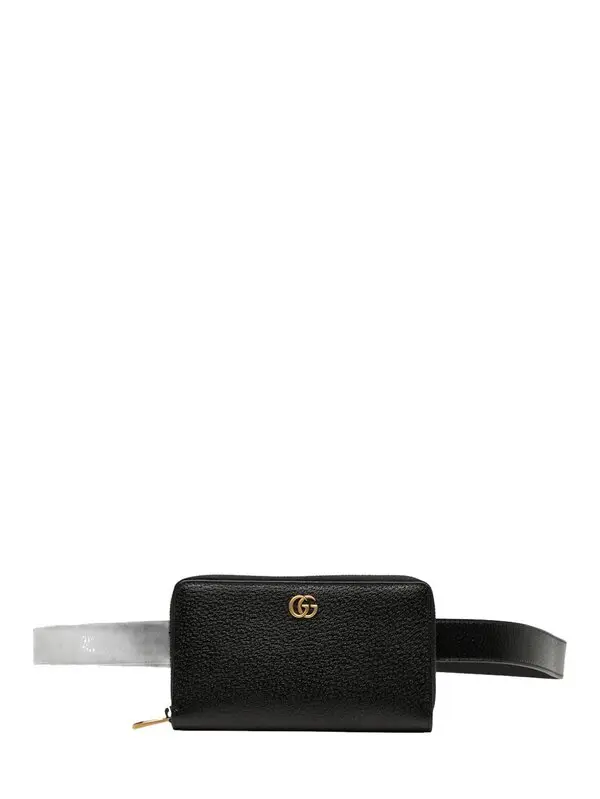 Gucci Gg Marmont Leather Double Belt Bag - Black