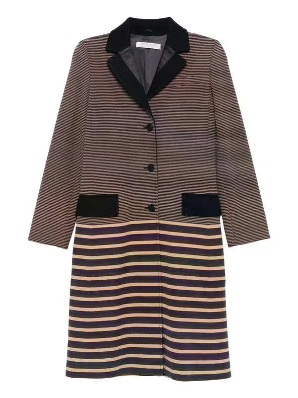 Miu Miu 2010s Striped Coat - Blue