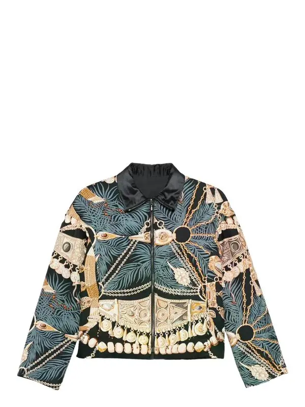 Hermès 2000s Reversible Chain-pattern Jacket - Blue