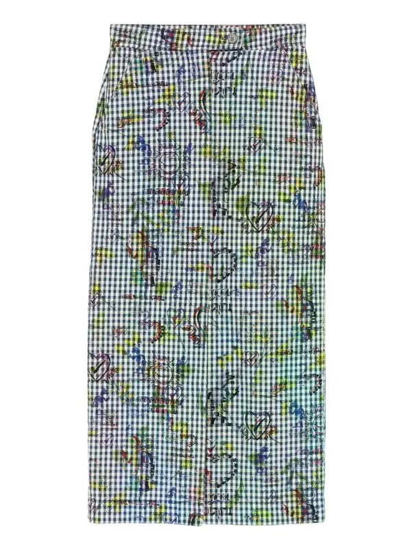 VIVIENNE WESTWOOD 2018 Graphic-print Midi Skirt - Blue