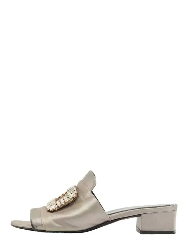 ROGER VIVIER 50mm Embellished Satin Mules - Silver