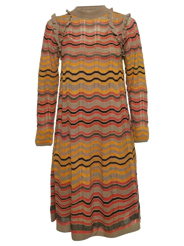 Missoni Zigzag Wave Ruffle Dress - Neutrals
