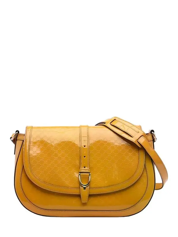 Gucci Microssima Patent Stirrup Crossbody Bag - Yellow