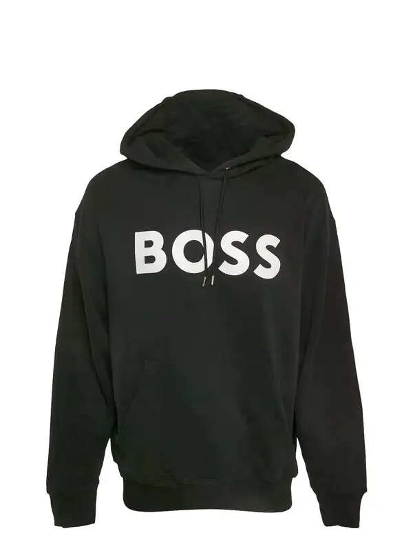 BOSS Logo Cotton Hoodie - Black