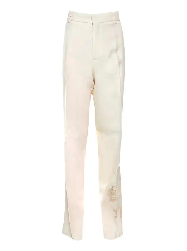 Rochas Vintage Floral Embroidery Trousers - Neutrals