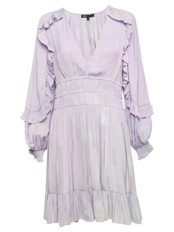 Maje Ruffled Long-sleeve Dress - Purple