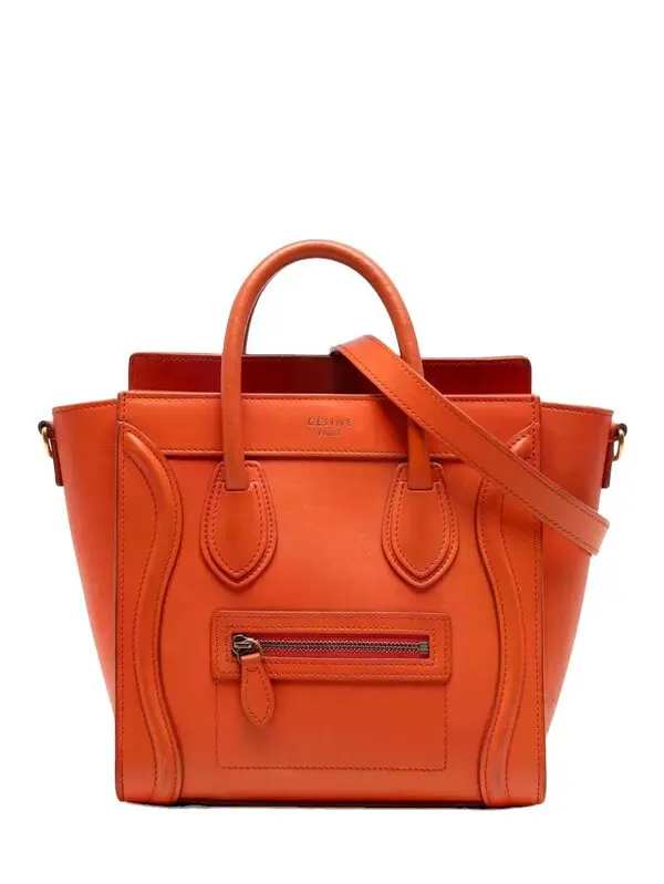 Celine 2014 Nano Leather Luggage Tote Satchel - Orange