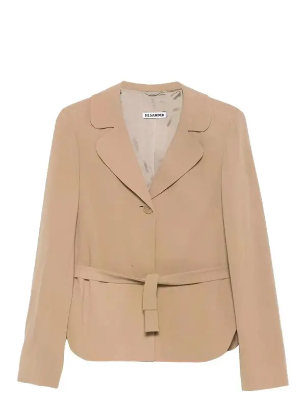 JIL SANDER 2000s Belted Wool-blend Jacket - Neutrals