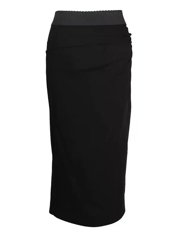 Dolce & Gabbana Midi Skirt With Elasticated Waistband - Black