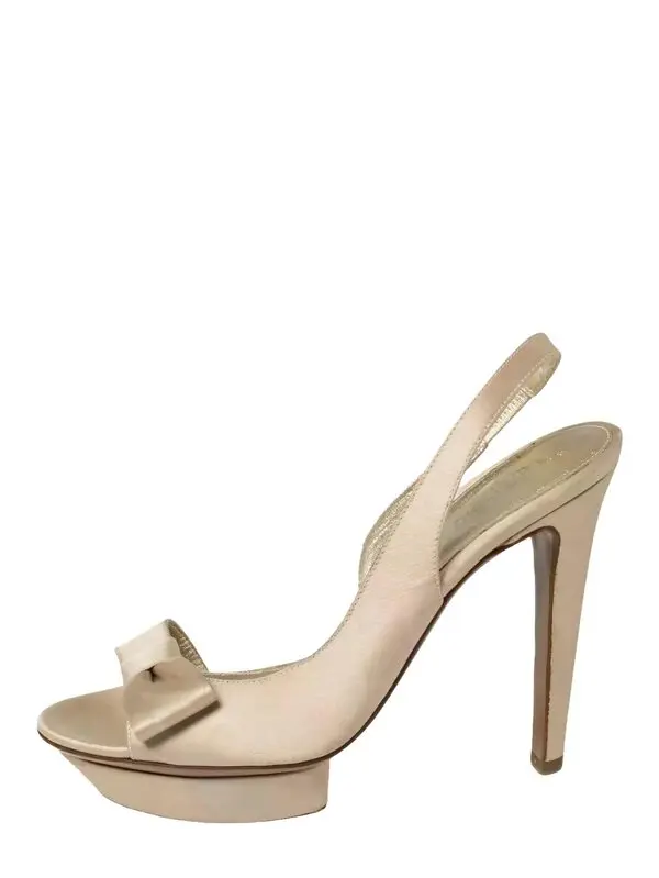 SERGIO ROSSI 120mm Bow Slingback Satin Sandals - Neutrals