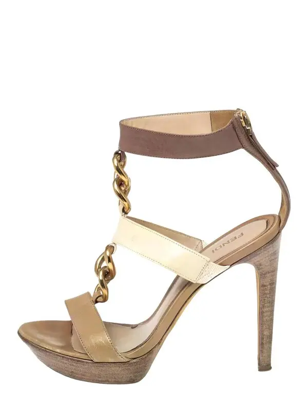 Fendi 130mm Chain-embellished Platform Sandals - Neutrals