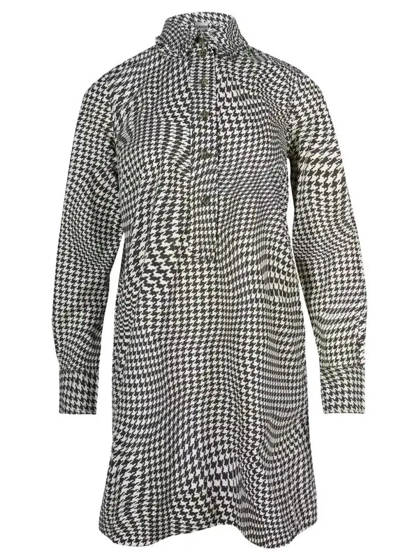 GANNI Houndstooth Pea-collar Dress - Black