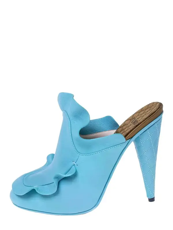 Fendi 130mm Ruffled Mules - Blue
